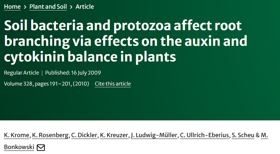 Soil bacteria and protozoa affect root branching via effects on the au ...